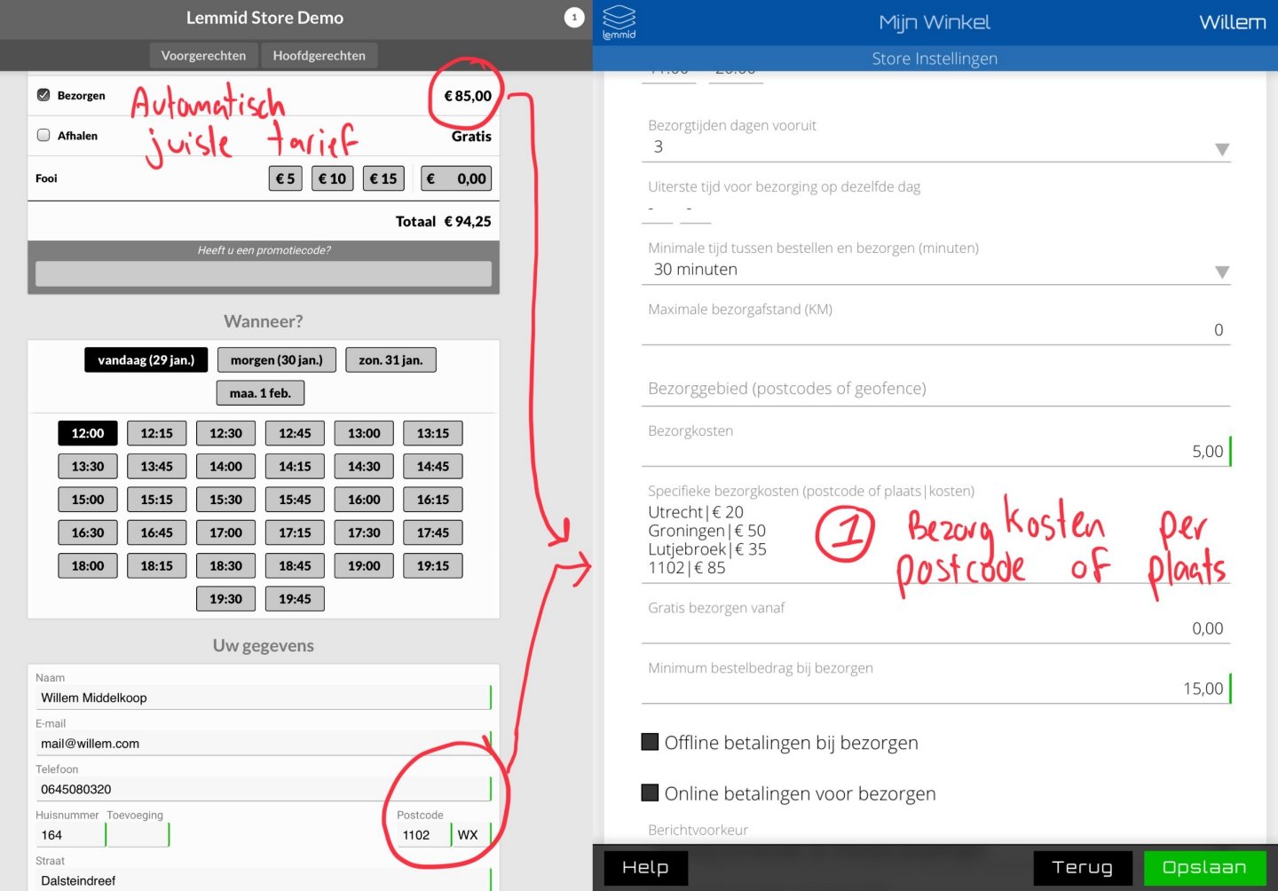Hoe stel ik bezorgkosten in per postcode en/of plaats? - Lemmid Store